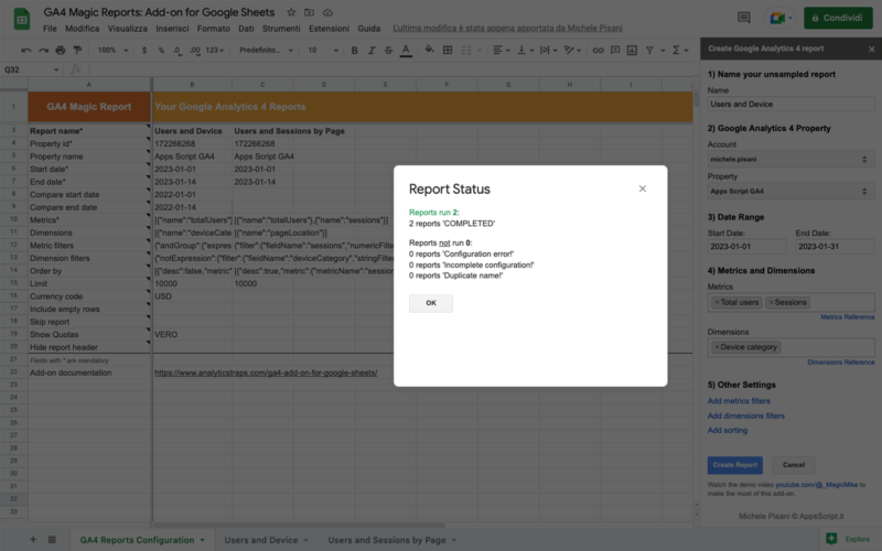GA4 Magic Reports: Google Sheets add-on - Analytics Traps