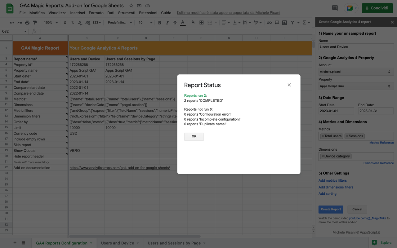 GA4 Magic Reports: Google Sheets add-on - Analytics Traps