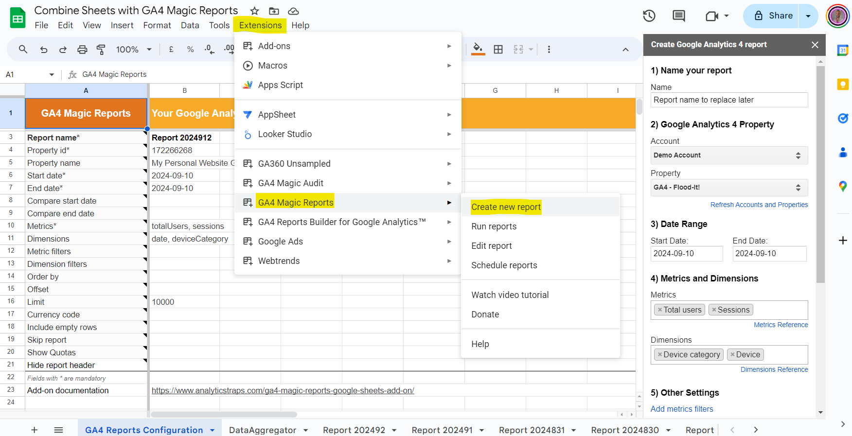 [GA4] Combining infinite Reports in Google Sheets - Analytics Traps
