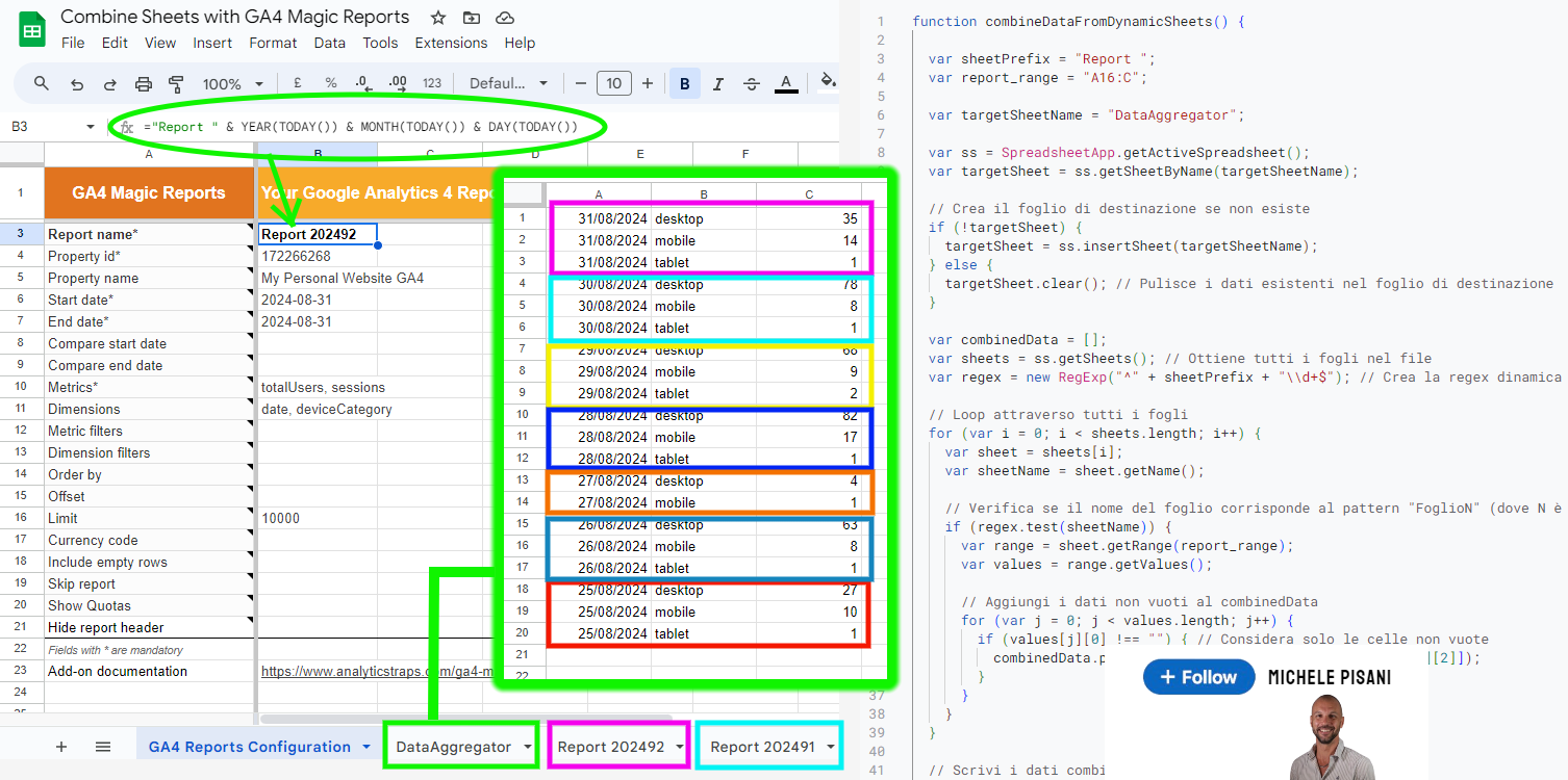 [GA4] Combining infinite Reports in Google Sheets - Analytics Traps